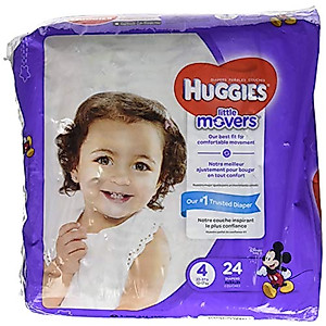 HUGGIES LITTLE MOVERS Diapers, Size 4 (22-37 lb.), 24 Ct., JUMBO PACK (Packaging May Vary), Baby Diapers for Active Babies