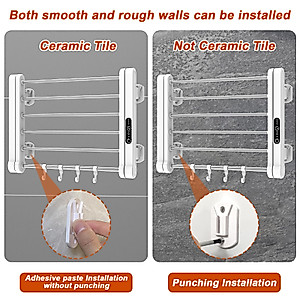 Keltne Heated Towel Rack for Bathroom, 17" x 4.3" x 13", Electric Towel Warmer Rack Wall Mounted or Adhesive, Timer and Temperature Control Drying Towel Rack Holder for Bath