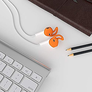 [4 Pairs] Silicone Ear Tips Soft Anti-Slip Sport Earbud Covers, Anti-Drop Ear Hook Gel Headphones Earphones Protective Accessories Tips (Black, Orange, Blue, White)