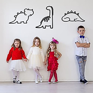 3 Pcs Dinosaur Wall Decor Dino Geometric Wooden Wall Art Nursery Room Decorations for Baby Boys Girls Toddlers Kids Bookshelf Bathroom Bedroom Classroom Playroom Living Room Modern Minimalist Design