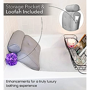 Everlasting Comfort Luxury Bath Pillow - Head, Neck, Back Support Cushion for Bathtub, Spa, Soaking