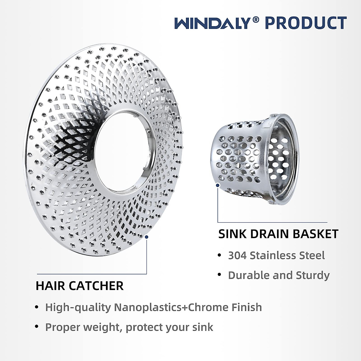 Drain Hair Catcher Bathtub Shower Drain, Hair Catcher Shower Drain, Bathroom Sink Hair Trap Strainer Drain Protector Chrome 1 Pack