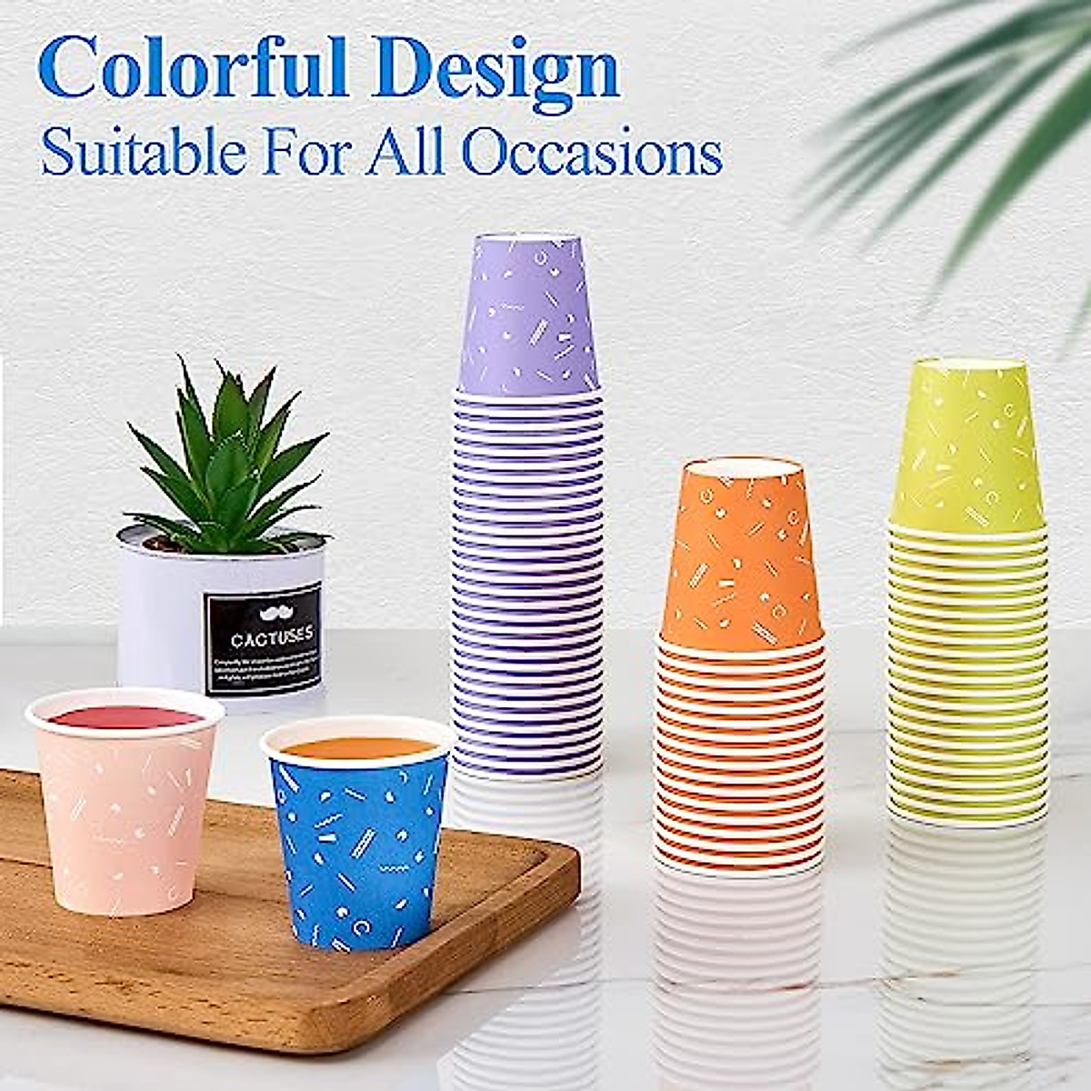 FIKSYK 600 Pack 3oz Disposable Paper Cups, Colorful Paper Cups, Small Mouthwash Cups,Drinking Cups, Mini Paper Cups for Parties, Picnics, Barbecues, Travel and Events