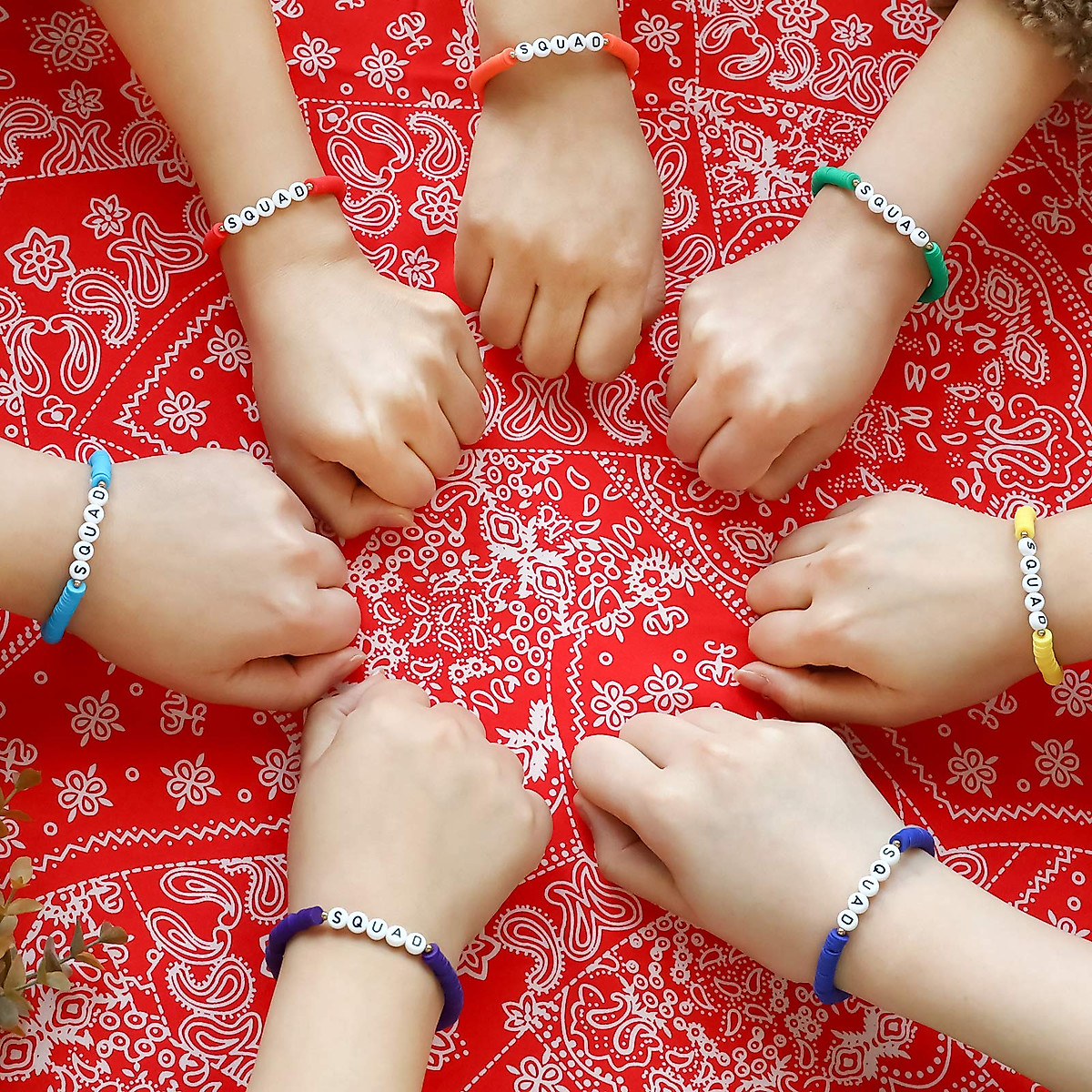 Colorful Heishi Surfer Bracelets Set for Women Stackable Rainbow Polymer Clay Disc Beaded Stretch Bracelets Multilayered Friendship Bracelets Boho Summer Beach Jewelry Cheer Gift Bulk for Team Group