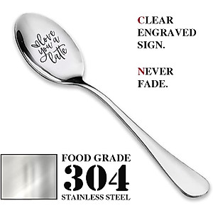 TyM Love you a latte Engraved Stainless Steel spoon for coffee tea cereal ice cream - Engraved gift for him/her - 7 inch Sturdy handle and food safe engraving