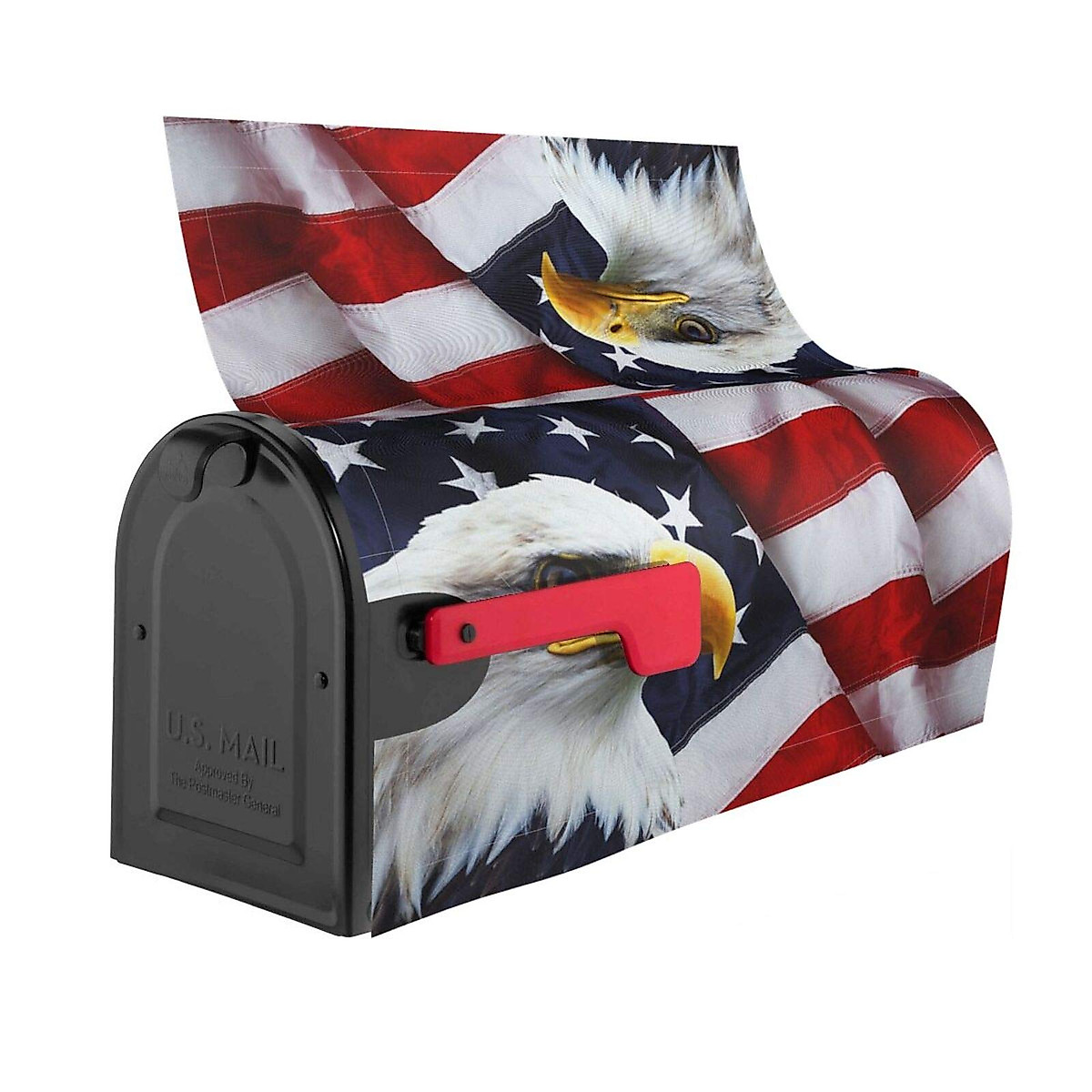American Flag Welcome Magnetic Mailbox Cover, Mailbox Wrap Decorative for Garden Yard Home 25.5x21 in