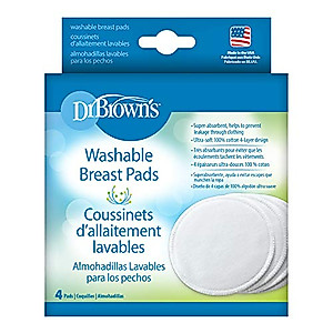 Dr. Brown's Washable Breast Pads, 100% Cotton, 4 Pack