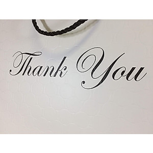 MODEENI 12 Large White Thank You Gift Bag Wedding Thank U Bags with handles 13x10 Paper Shopping Large White Gift Bags Merchandise Premium Quality Elegant Luxury Matte Modern Fancy Retail Clothing Boutique Birthday