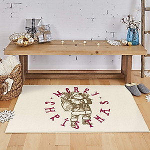 Mohawk Home Vintage Santa Christmas Mat 2' x 3' 4" Rug - Perfect for Kitchen, Entryway, Laundry Room