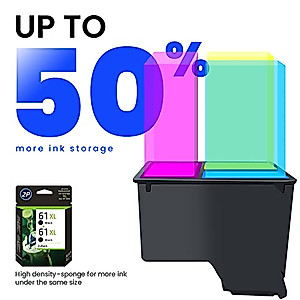 61XL Black High Yield Ink Cartridges | Replacement for HP 61XL 61 (2 Black) Ink | for OfficeJet 4630 2622 2620 4635 4632, for Envy 4500 5530 4502, for DeskJet 2540 2050 3060 1000 1510 Printer
