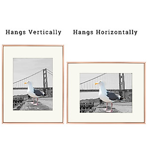 Frametory, 16x20 Metal Picture Frame with Mat for 11x14 Picture & Real Glass, Aluminum Photo Frame Collection (Rose Gold, 1 Pack)