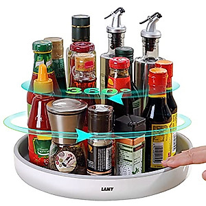 LAMY Lazy Susan Organizer Kitchen Organization, 12 Inch Lazy Susan Turntable for Cabinet, Pantry, Refrigerator and Table, White