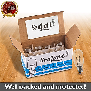 Salt Rock Lamp Bulb 8 Pack 15 Watt Replacement Bulbs for Himalayan Salt Lamps & Baskets, Scentsy Plug-in & Wax Warmers, Night Lights. T20 E12 Socket with Candelabra Base, Clear