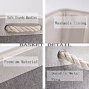 Bidtakay Baskets Set Fabric Storage Bins-White&Grey Bundled Baskets of 2 Large Baskets 16" X 11.8" X 11.8" + 6 Small Baskets 11.8" X 7.8" X 5"