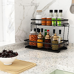 NADAMOO Under Sink Organizers and Storage 1 Pack, 2 Tier Pull-Out Cabinet Organizer, Sliding Shelf for Kitchen Bathroom Laundry Organization