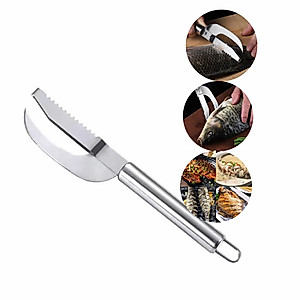 Fish Scale Knife Cut/Scrape/Dig 3-in-1, Manual Fish Scale Scraper, Multifunction Stainless Steel Fish Scaler, Fish Peeler Scaler Open Belly and Dig Out Fish Cleaner Tool Kitchen Accessorie (1 PC)
