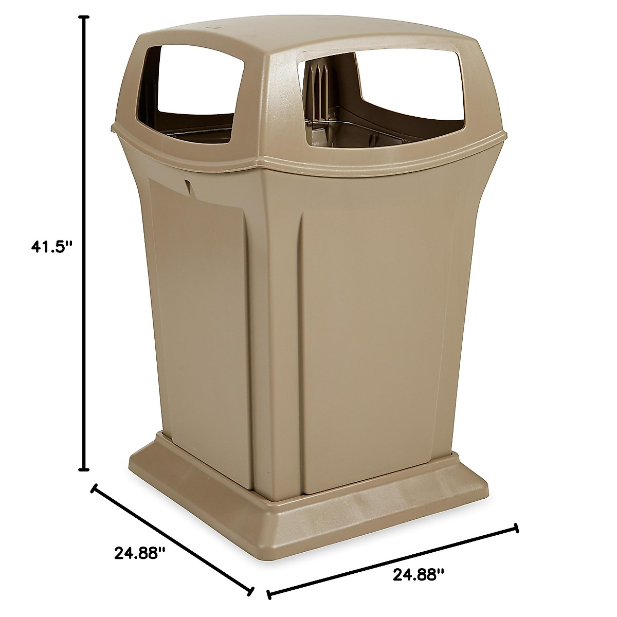 Rubbermaid Commercial Ranger Trash Can, 45 Gallon, Beige, FG917388BEIG