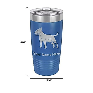 LaserGram 20oz Vacuum Insulated Tumbler Mug, Bull Terrier Dog, Personalized Engraving Included (Dark Blue)