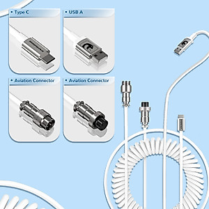 MAGIC-REFINER AK873 Gaming Keyboard,Rainbow Led Backlit,Hot-Swappable Blue Switch,PBT Keycap,75% TKL Layout,Ergonomic Mechanical Keyboard with Custom Coiled USB/Type-C Aviation Cable(Blue White)