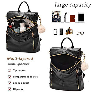 DDQYYSPP Backpack Purse for Women Large Capacity Multipurpose Travel Bag Leather Backpack Shoulder Bag Girls Backpack Schoolbag