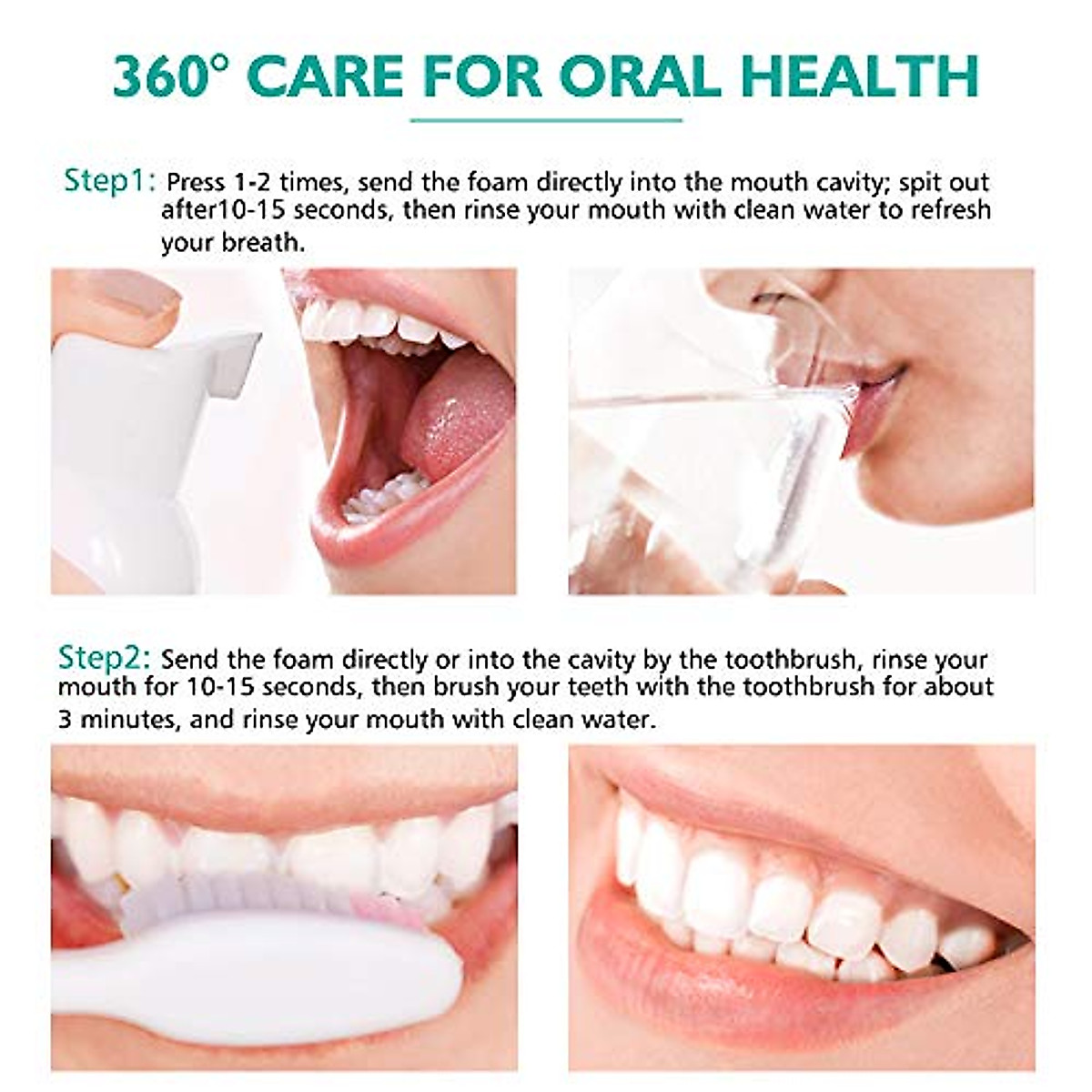 Teeth Whitening Foam,2 in 1 Whitening Toothpaste Mousse,Baking Soda Intensive Stain Removal Toothpaste Foam, Easy to Use, Oral -Care Toothpaste Replacement