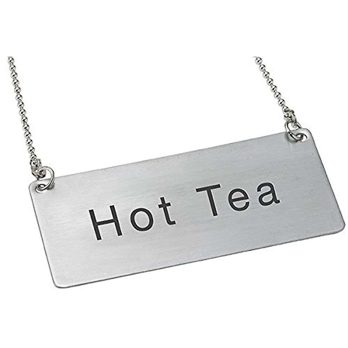 LeRose Stainless Steel Chain Signs ~ Set of 5 ~"Coffee","Decaf","Hot Water","Hot Tea","Iced Tea" ~ 3-1/2" x 1-3/4" Beverage Table Display Signs