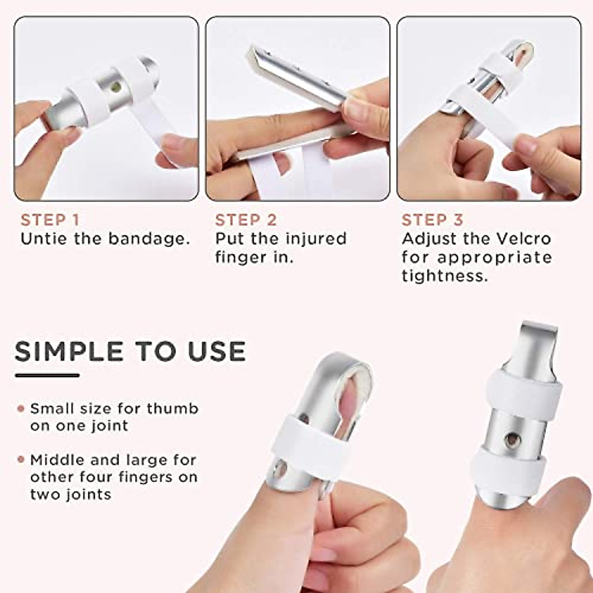 Sopito Finger Splint, 7PCS Finger Support Brace Finger Stabilizer for Broken Fingers Straightening Arthritis Knuckle Immobilization
