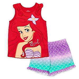 Disney Princess Ariel Toddler Girls Tank Top French Terry Shorts Set 5T