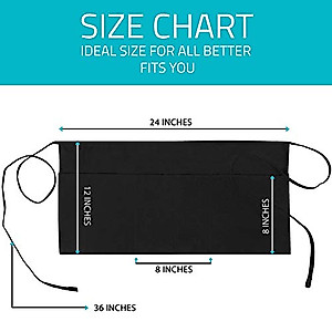 Utopia Wear 3 Pocket Waist Apron [Pack of 4], Server Waitress short apron for Women Men, Kitchen, Restaurant and Crafting (Black)