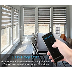 Rollerhouse 5 Channel Blinds Remote RF 433.92 Replacement Controller for Motorized Windows Shades and Blinds, Black