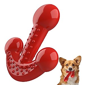 GFECMX Dog Toys for Small Dogs - Indestructible Dog Toy, Puppy Chew Toys for Teething - for Boredom,Dog Enrichment Toys,Puppy Toys to Keep Them Busy,Chew Toys for Aggressive Chewers,Medium,Bacon,Red