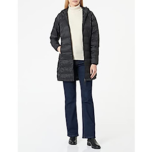 Amazon Essentials Women's Lightweight Water-Resistant Hooded Puffer Coat (Available in Plus Size), Black, Medium