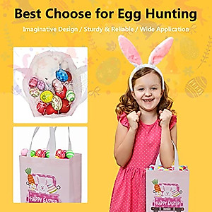 Easter Gift Bags with Handles for Kids - 9 Pack Easter Baskets, Easter Goodie Bags, Egg Hunt Bags, Easter Baskets Bulk, School Party Favors Supplies, 3 Styles, 3Pcs Each for Design 9"x10.2"x5.5"