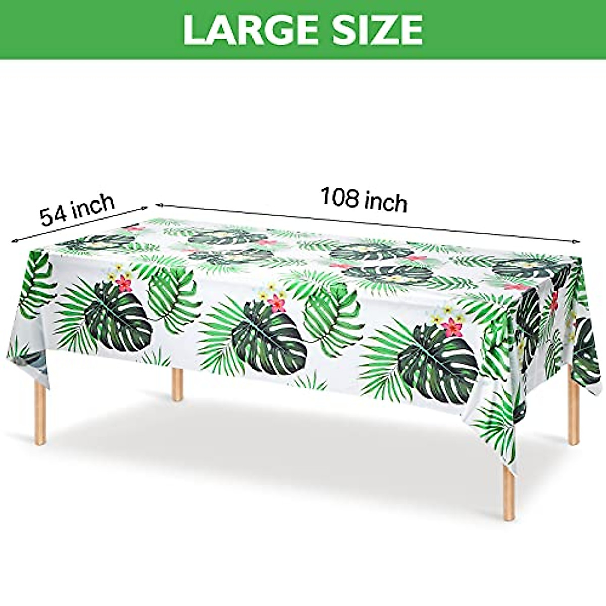 Tatuo 6 Pieces Hawaiian Luau Party Tablecloth Palm Leaves Table Cloth 54 x 108 Inches Plastic Disposable Table Decorations for Summer Pool Beach Cocktail Aloha Safari Jungle Party Supplies
