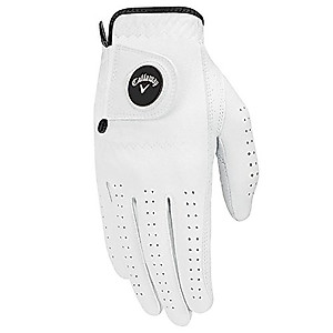 Callaway Men's Opti Flex Golf Glove, White, Medium, Worn on Left Hand