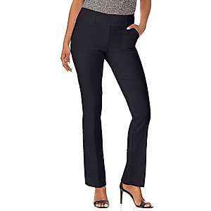 Rekucci Curvy Woman Ease into Comfort Barely Bootcut Plus Size Pant (18W Short, Black)