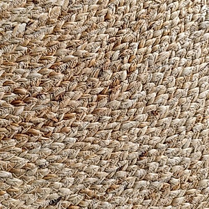Generic 4X4, 5X5, 6X6,Feet Natural Jute Scallop Round Rug, Floor Scalloped Edge Rug Braided Boho Eco Large Circular Handmade Area Rugs (Natural, 5X5 Ft Round Rug)