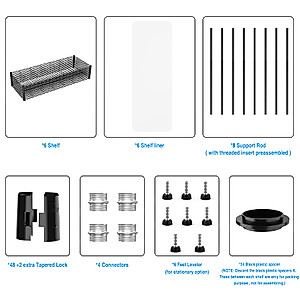 Ufurpie 3 Tier Wire Shelving Unit Two-Piece Set, NSF Metal Shelf 1050lbs Capacity Adjustable Storage Rack with Shelf Liners, Extensible to 6 Tier 2100lbs Organizer, 48" H x 48" L x 18" D