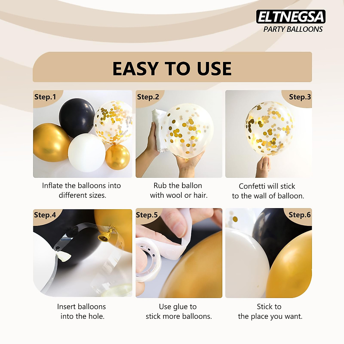 134Pcs Black And Gold Balloon Garland Arch Kit 18 12 10 5inch Latex Balloon Set for 2024 Graduation Decorations Shower Wedding Bachelorette Birthday Party New Year Decorations