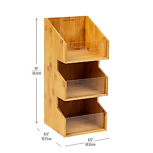 Mind Reader Coffee Condiment and Accessories Caddy Organizer, Bamboo Brown