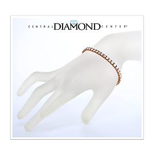 Central Diamond Center Silver Pure Brilliance CZ Tennis Bracelet- 8-5.0mm-18.50cttw Equivalent Diamond Weight-Rose Gold Plated