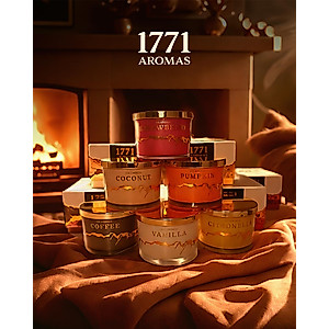 1771 Aromas Pumpkin Spice Scented Candles - 100% Natural Soy Wax - Large 3 Wick Jar Candle - Fall Candles - Up to 50 Hours Burning - Aromatherapy Candles - Housewarming Gift for Men and Women