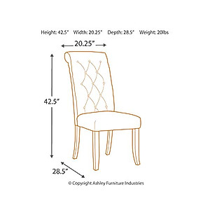 Signature Design by Ashley Tripton Classic Tufted Upholstered Armless Dining Chair, 2 Count, Brownish Gray