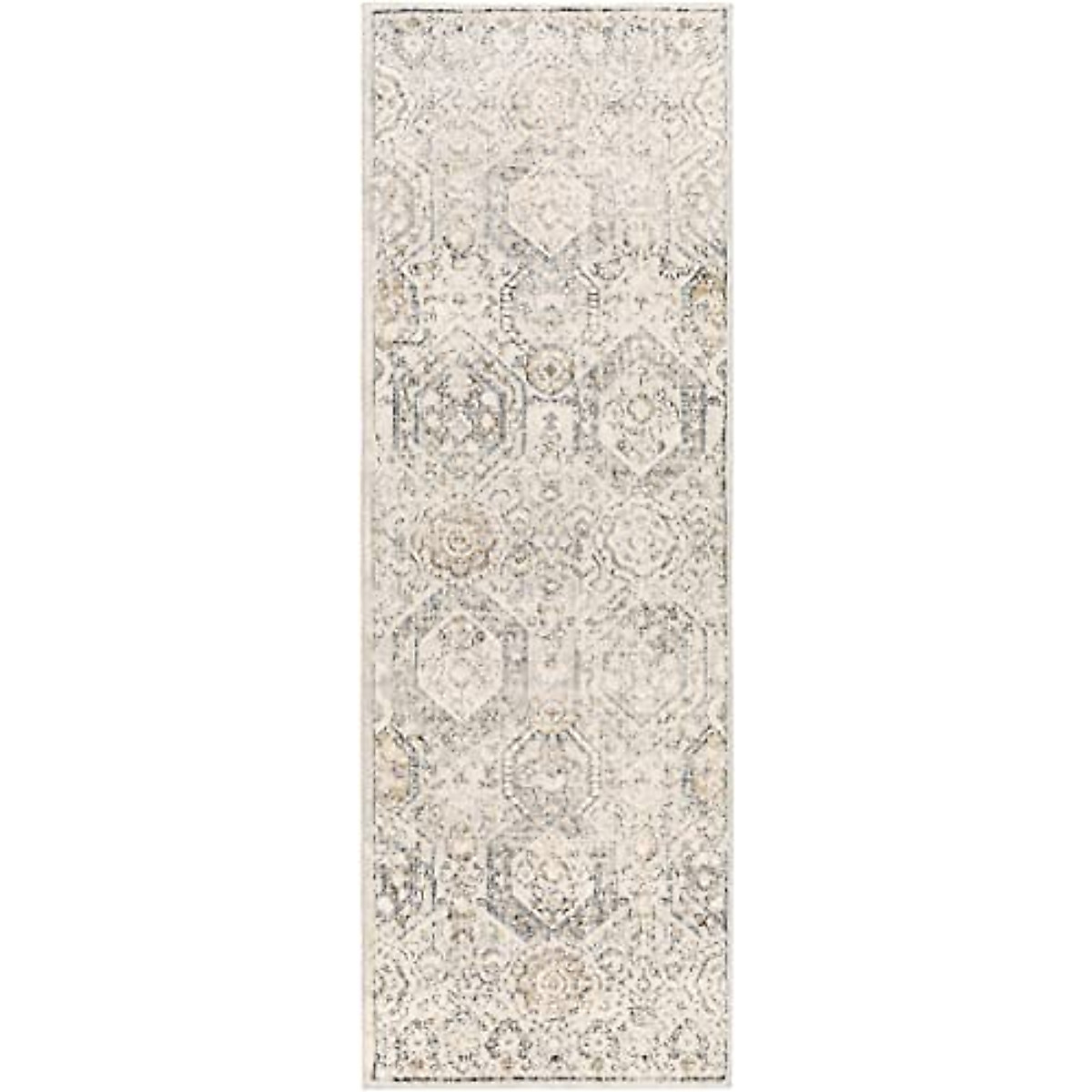 Hauteloom Bluffs Moroccan Farmhouse Living Room Bedroom Dining Room Area Rug - Bohemian Style - Boho Vintage Distressed - Beige, Gray, Brown, Cream 7'10" x 10'2"