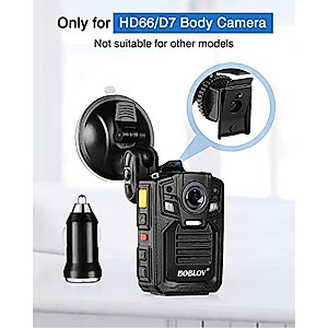 BOBLOV Car Suction Cup for HD66-02/D7 Body Camera, Car Mount and a Car Charger ONLY for HD66-02/D7 Body Camera, Don't Fit to Other Models Camera not Included