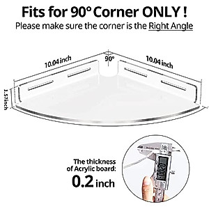 GEERFAY Acrylic Corner Shower Caddy Shelf 2 Pack with Adhesive, Wall Mount No Drilling Traceless Adhesive Bathroom Storage Organizer