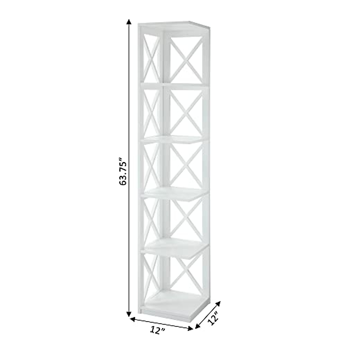 Convenience Concepts Oxford 5 Tier Corner Bookcase, White