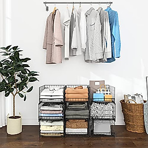 3-tier Sliding Closet Organizers and Drawer Storage Shelves, Stackable Storage Bins for Jean Pants Sweaters, Metal Drawer Shelf Clothes Storage Container, Wardrobe Cupboard Organizer for Folded Clothe