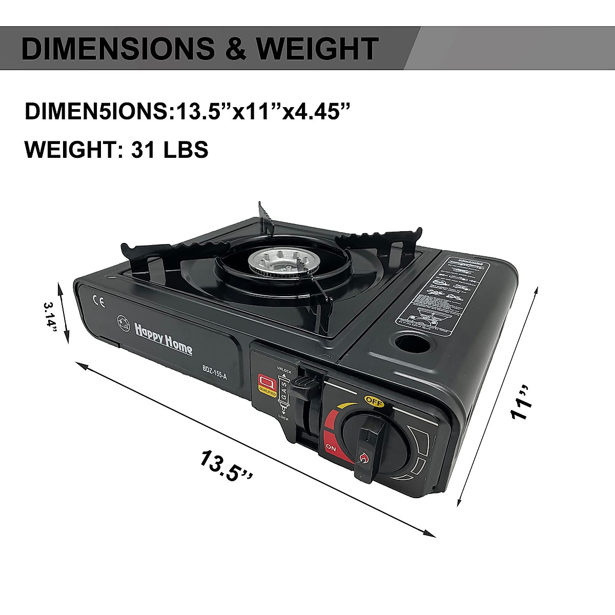 Portable Camping Stove, Propane and Butane Dual Fuel Camping Stove, Including Electronic Ignition, Brass Burner, Suitable for Camping and Hiking | Emergency Cooking Stove