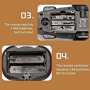 Vatunu Remote Control Rat Toy, Interactive Cat Toy with LED Lights, Battery-Powered Robotic Rat Toys Activated Cat Toys for Indoor Cat/Dogs/Puppy and Party Prank Game, Realistic Movements